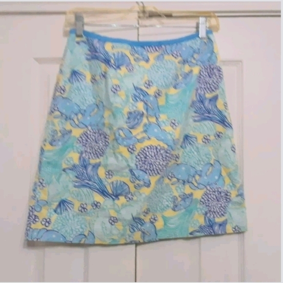 Lilly Pulitzer | Skirts | Lilly Pulitzer Blue Yellow Lobster Pot Skirt ...